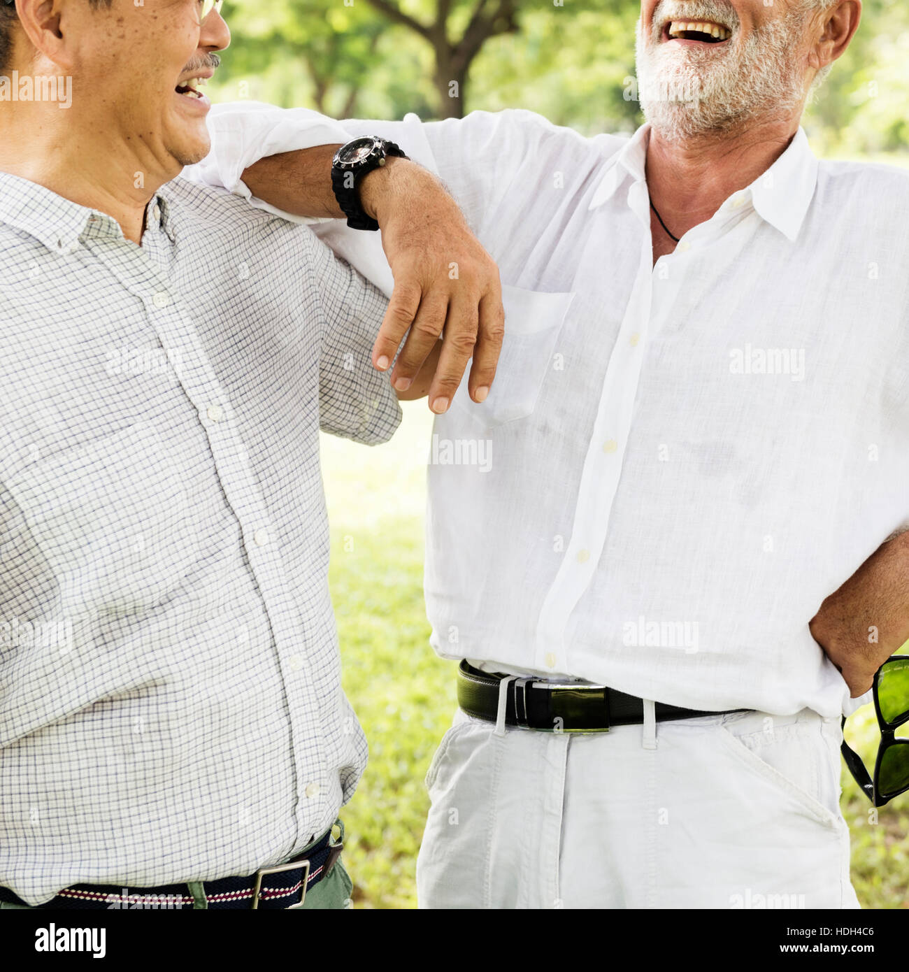 Senior Friends Retirement Talking Laughing Concept Stock Photo - Alamy