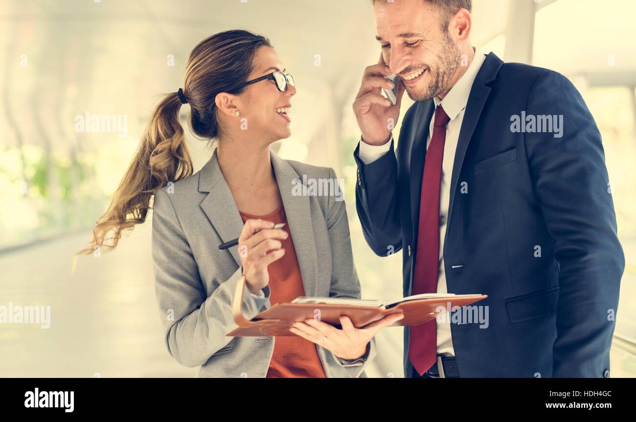 Business People Discussion Mobile Phone Telecommunication Concept Stock ...