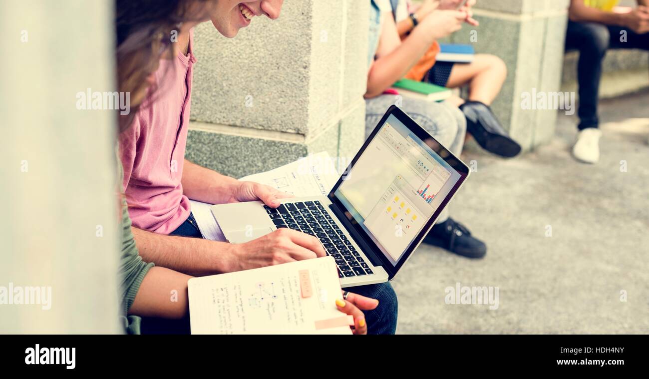 Cropped Students Laptop Studying Concept Stock Photo - Alamy