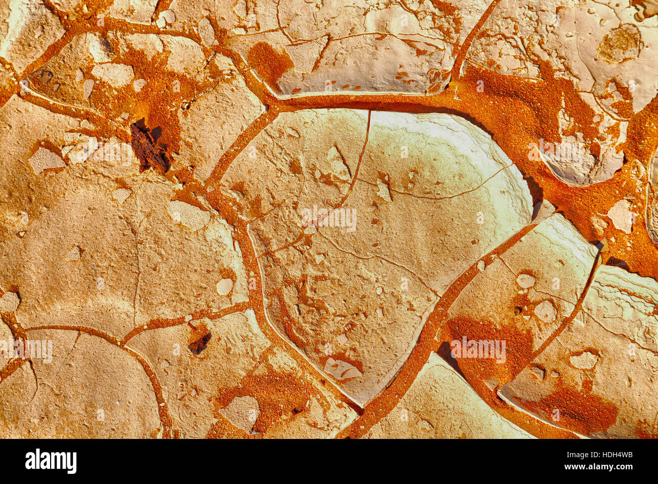 old desert and the abstract cracked sand texture in oman rub al khali ...