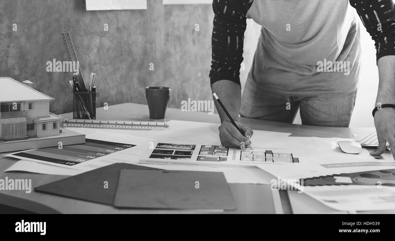 Design Studio Architect Creative Occupation Blueprint Concept Stock ...