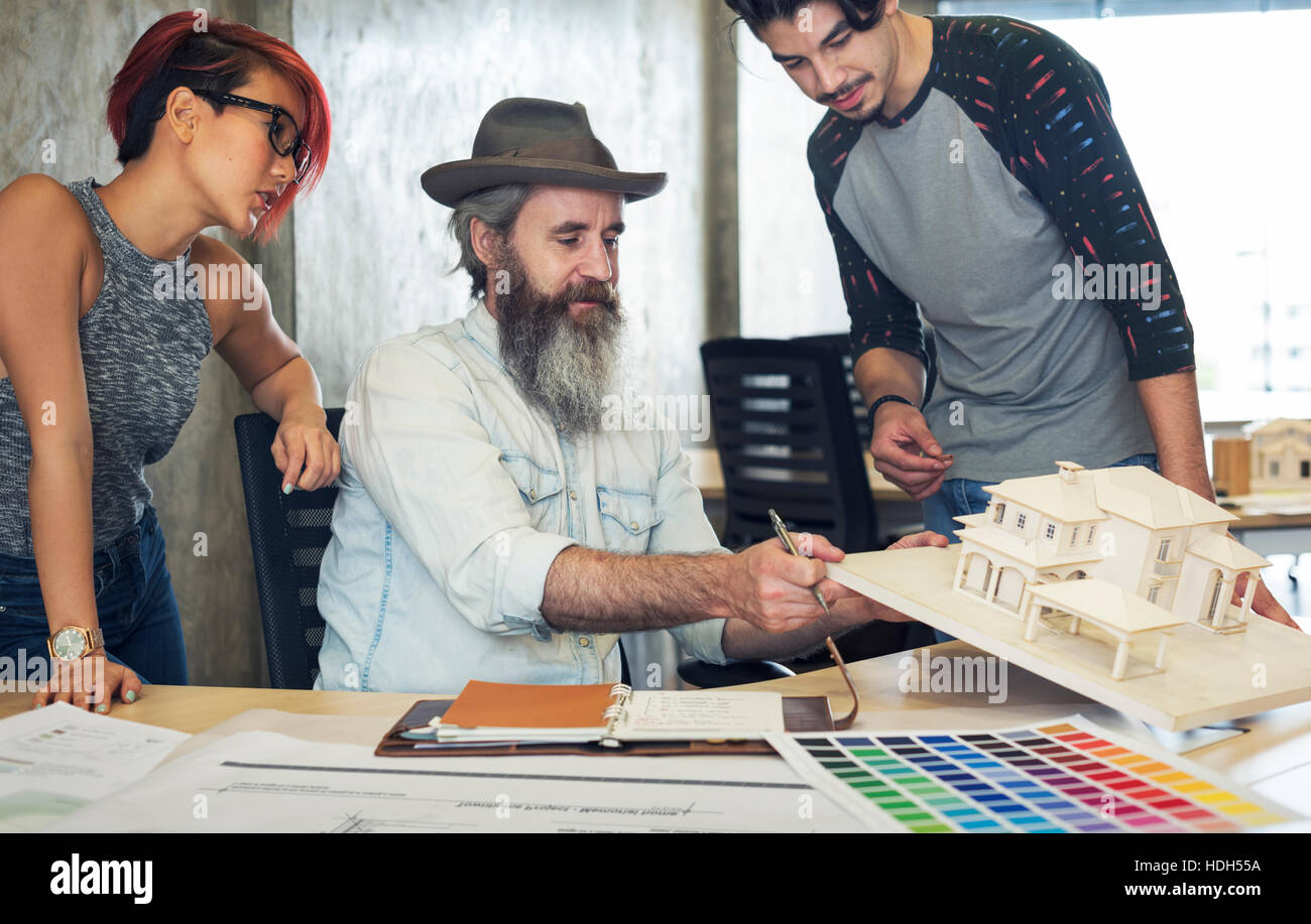 Design Studio Architect Creative Occupation Meeting Blueprint Concept ...