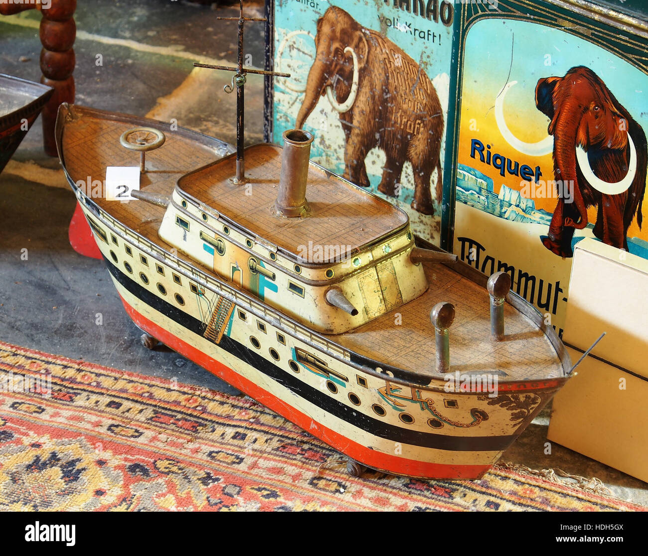 The Panther ship tin, displayed at the Museum of Yvette Dardenne, is a ...