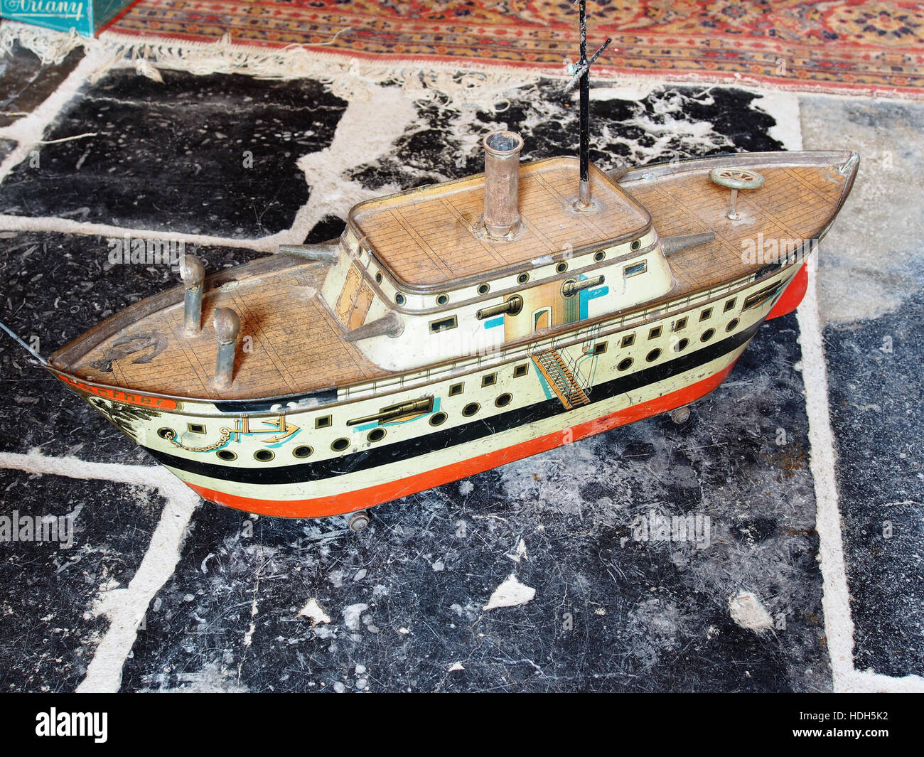 A vintage tin depicting the Panther ship, housed in the Museum of ...