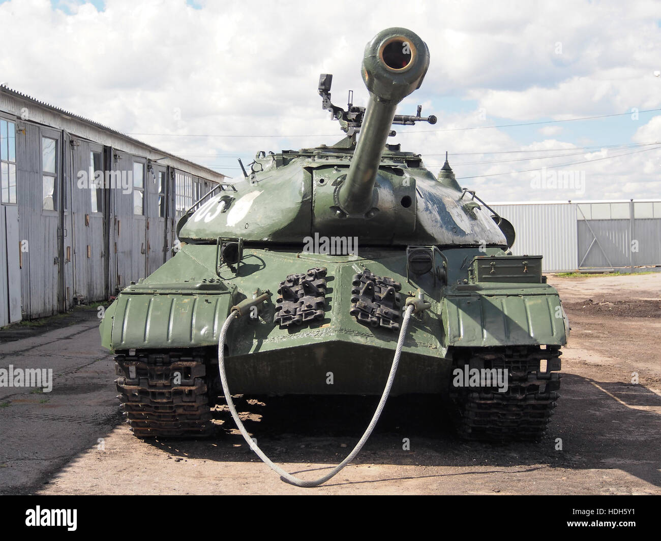 The IS-3, a Soviet heavy tank from the Cold War era, is displayed at ...