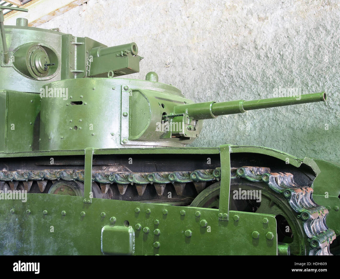 The T-35A, a Soviet-era heavy tank, is displayed at the Kubinka Tank ...