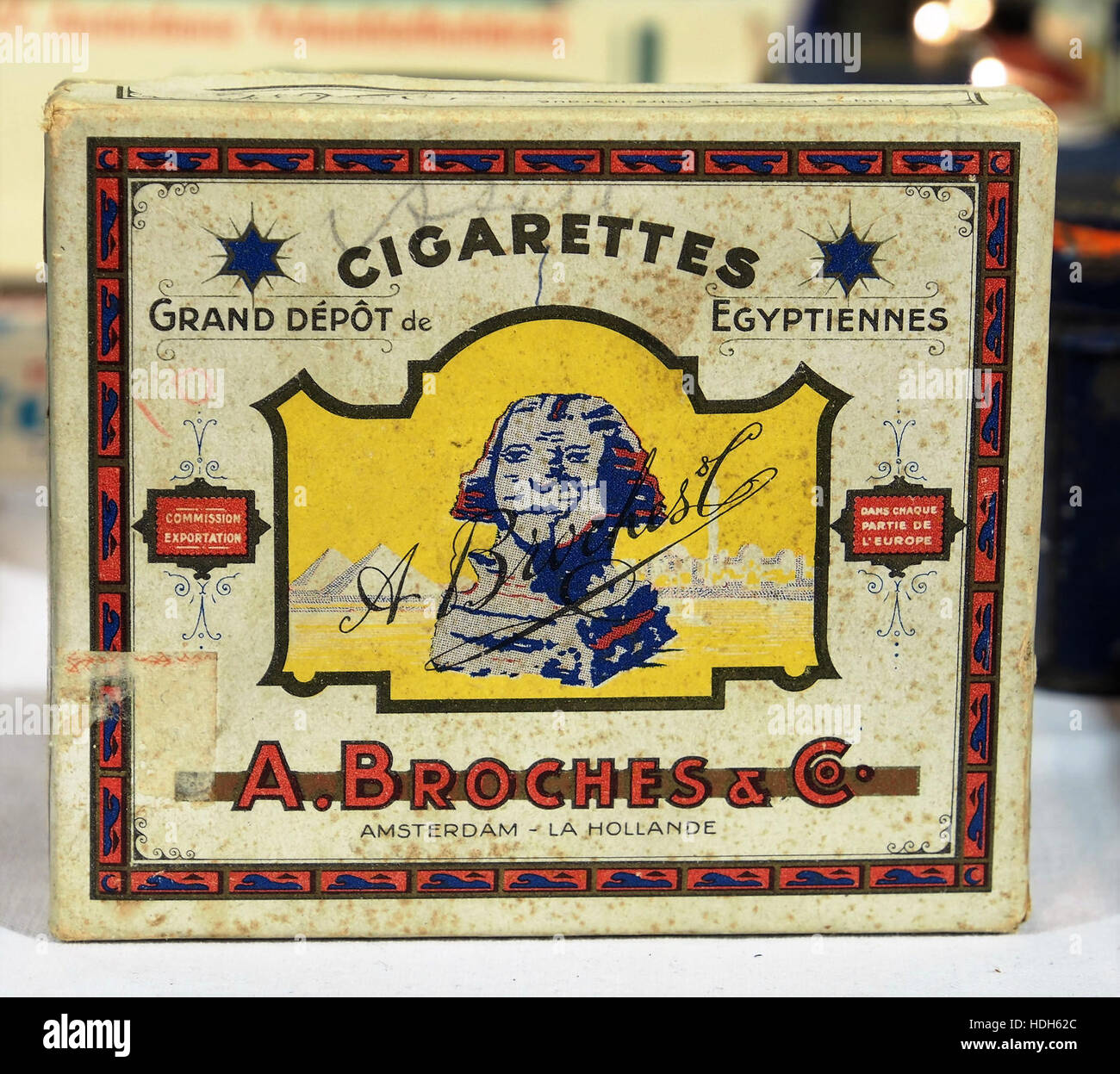 This image features a vintage cigarette pack by A Broches & Co ...