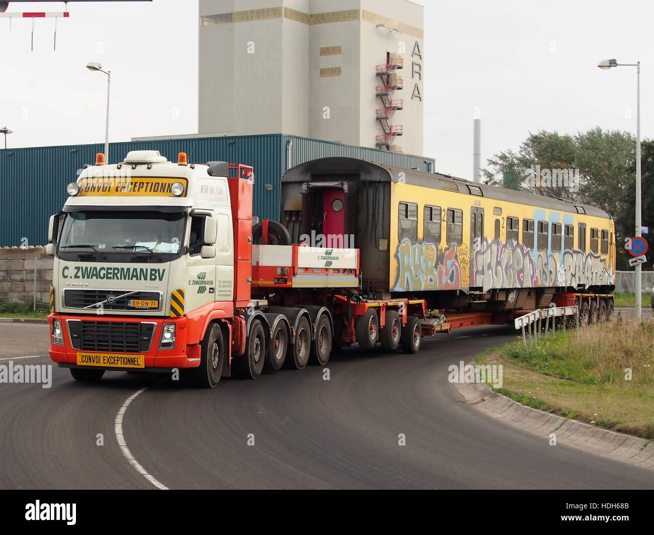 This photograph shows a special transport convoy by C Zwagerman BV ...