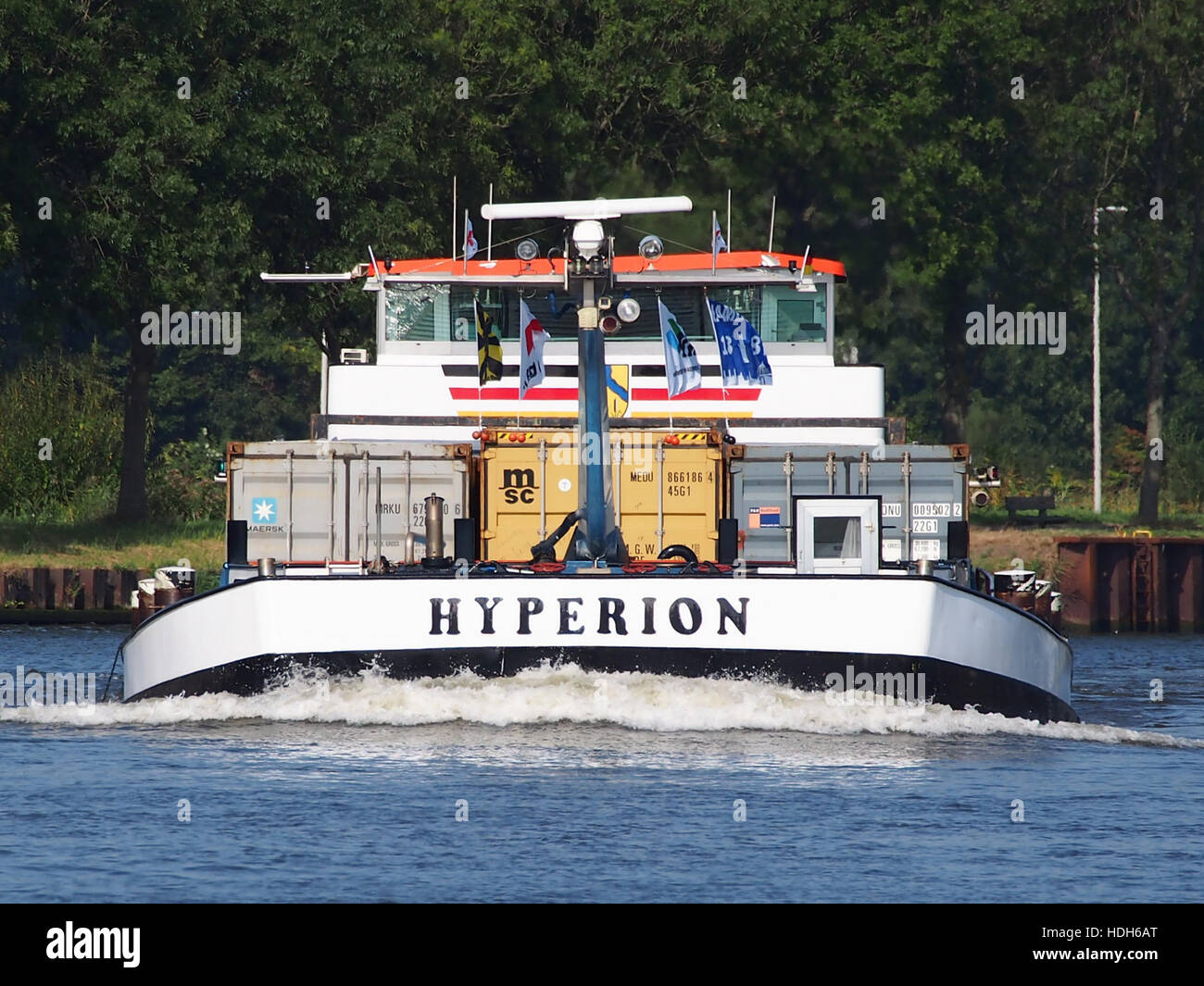 The ship Hyperion, built in 1972, is captured navigating the Amsterdam ...