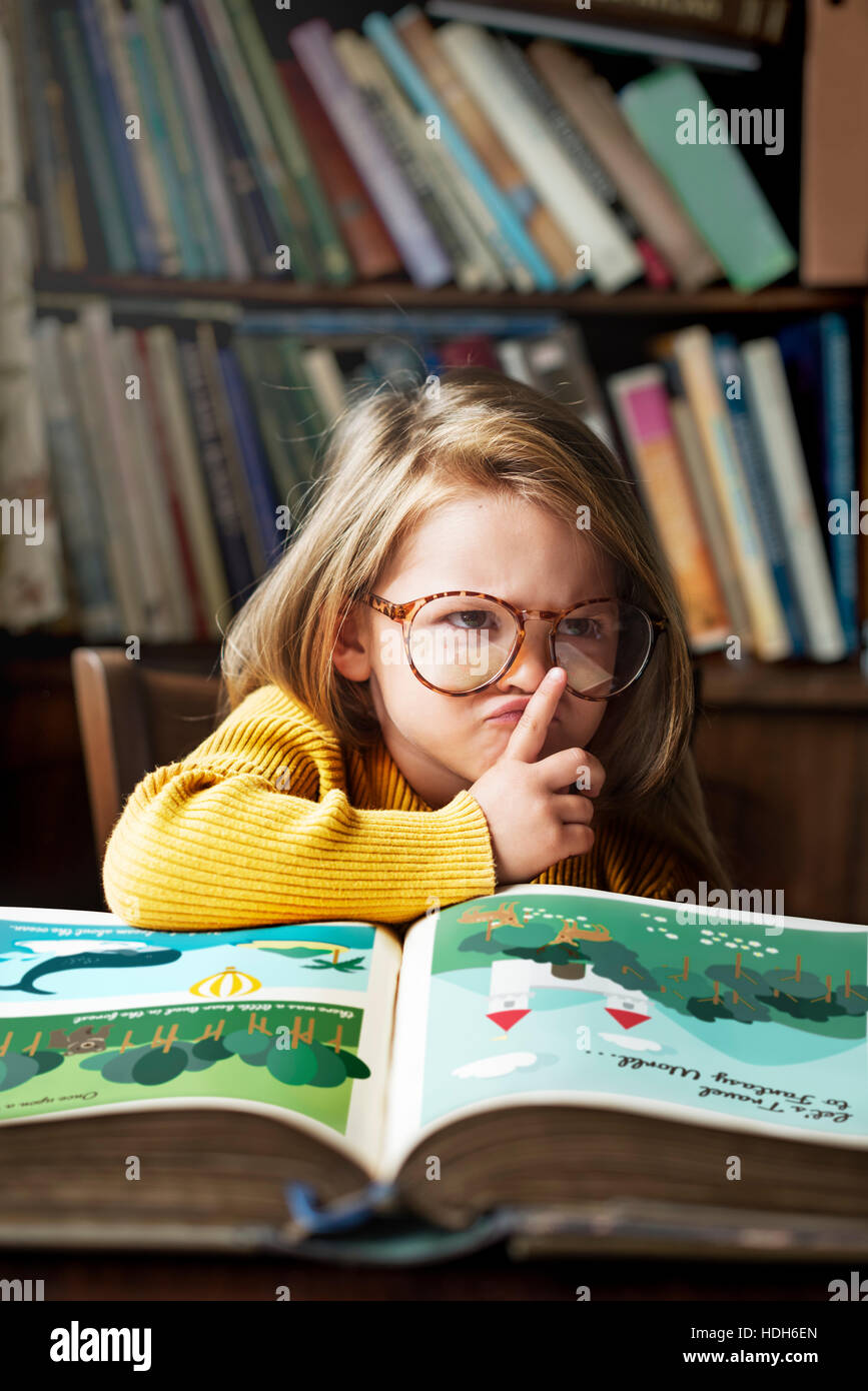 Adorable Cute Girl Reading Storytelling Concept Stock Photo - Alamy