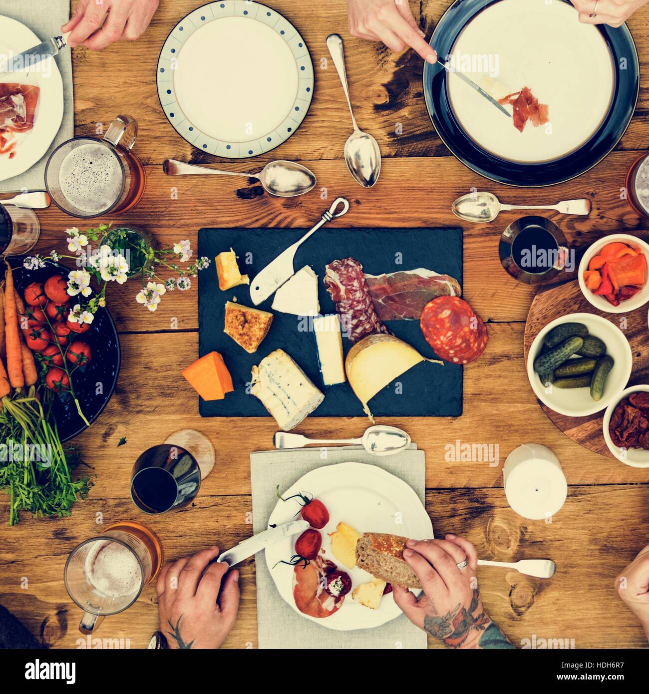 Group Of People Dining Concept Stock Photo - Alamy