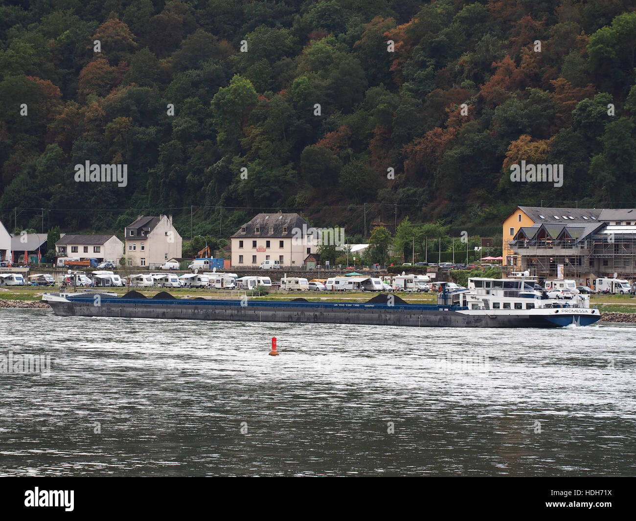 A depiction of a ship navigating the Rhine River, illustrating the ...