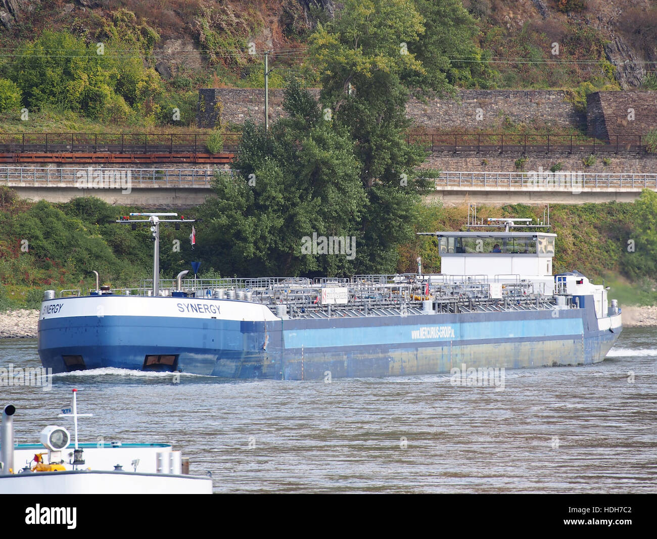 The Synergy, a ship built in 2011, is pictured navigating the Rhine ...
