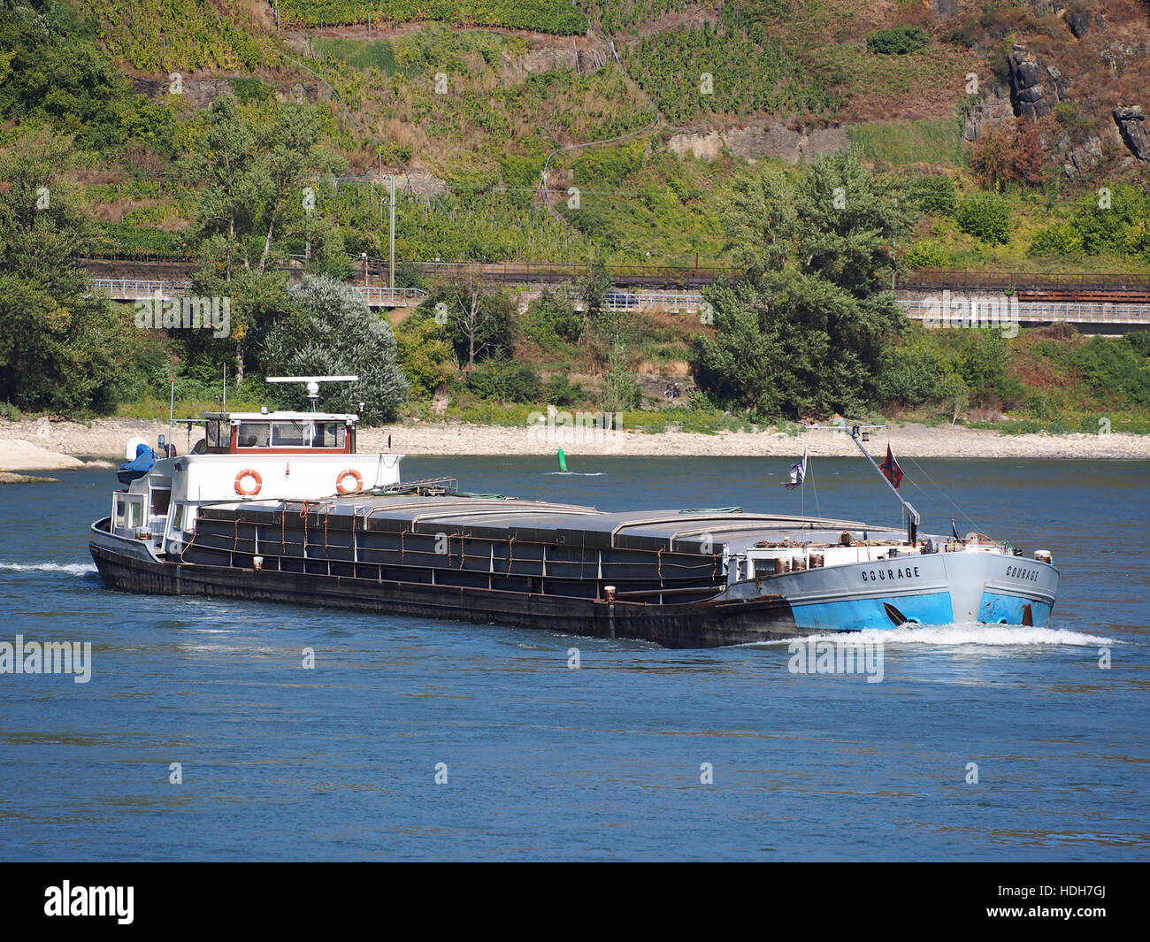 The ship Courage, identified by the ENI number 02311152, sails on the ...