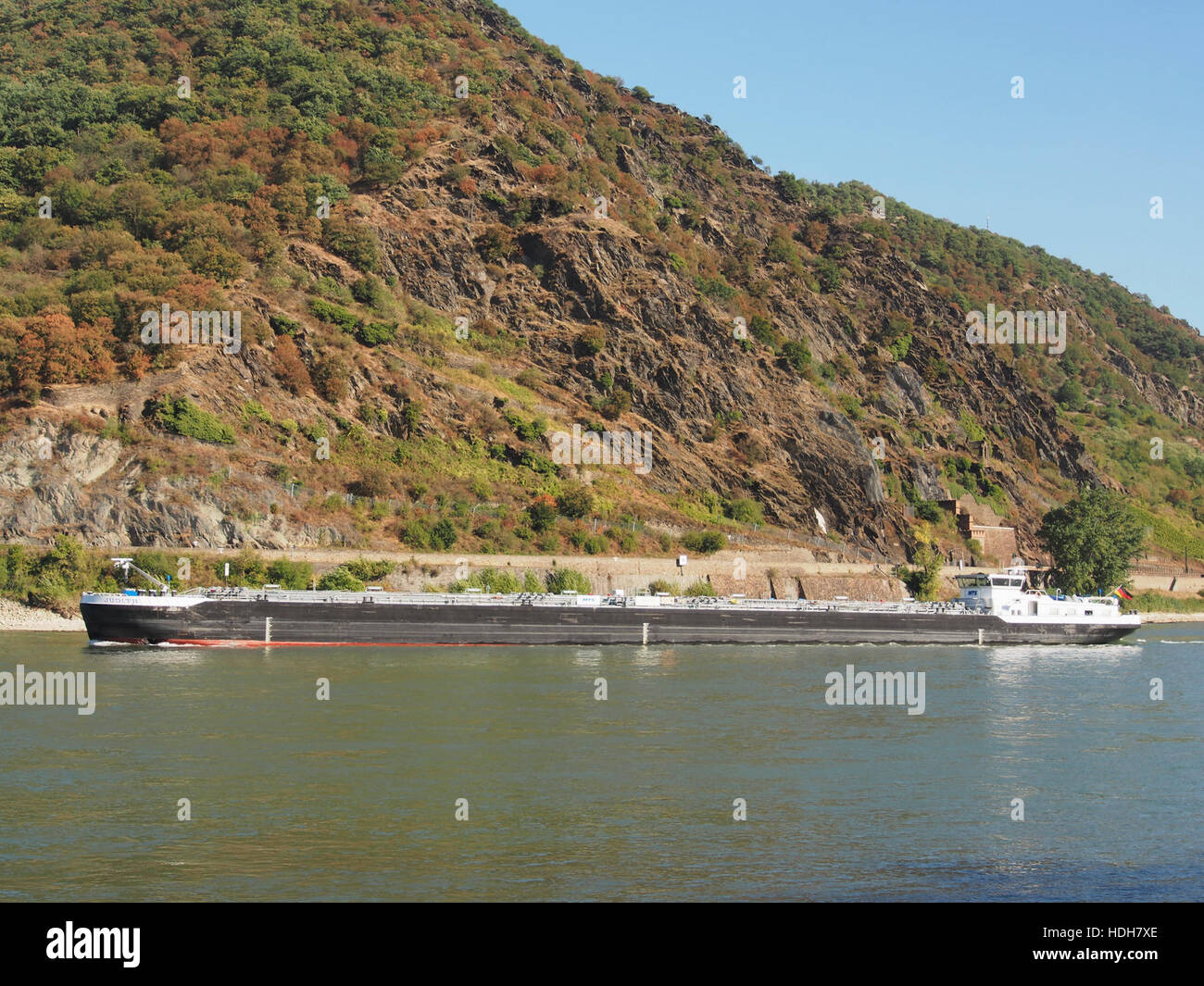 The Judith, a ship with ENI 04811280, navigating the Rhine River near ...