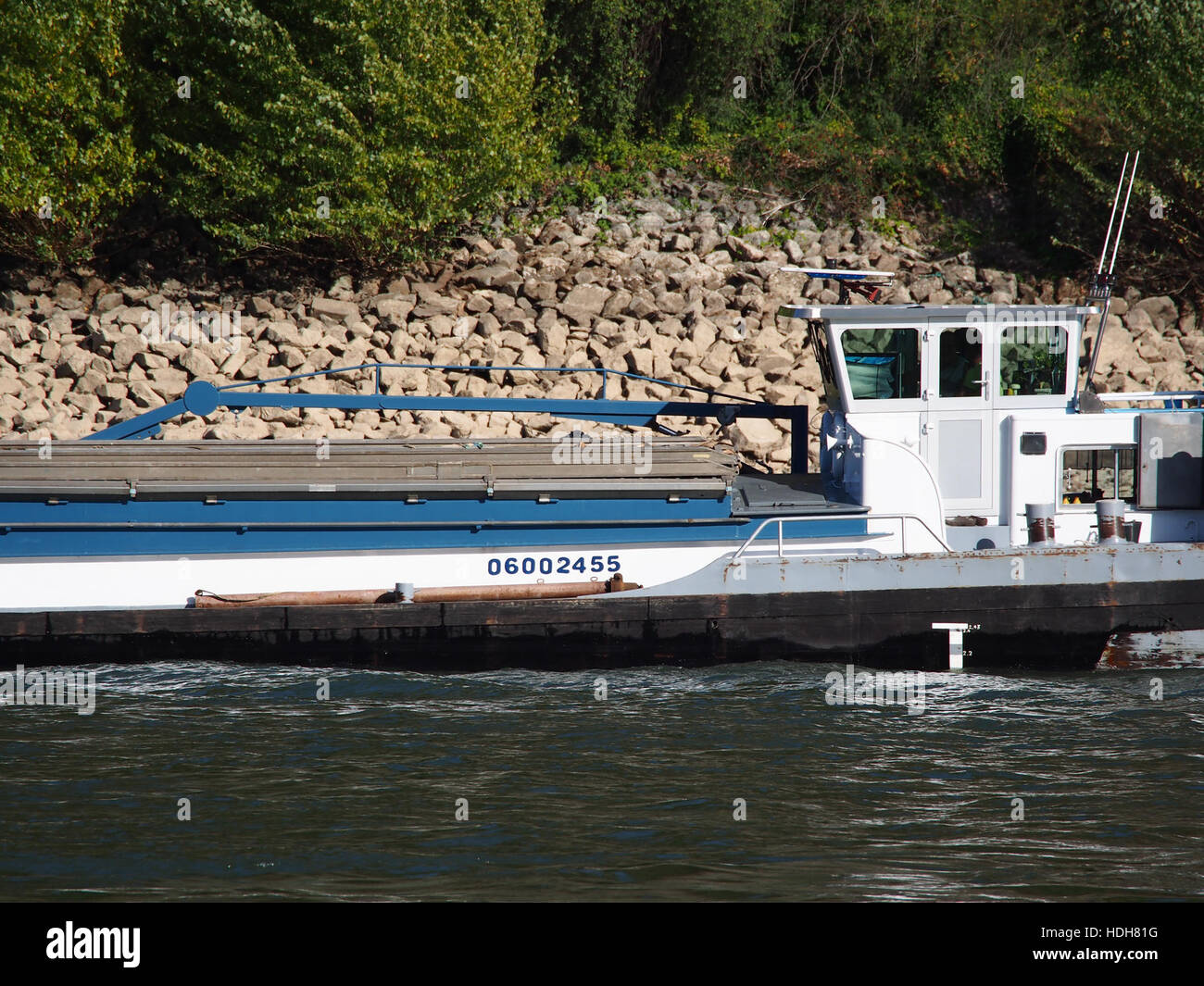 The 'Sequens' ship, built in 1956, is shown navigating the Rhine River ...