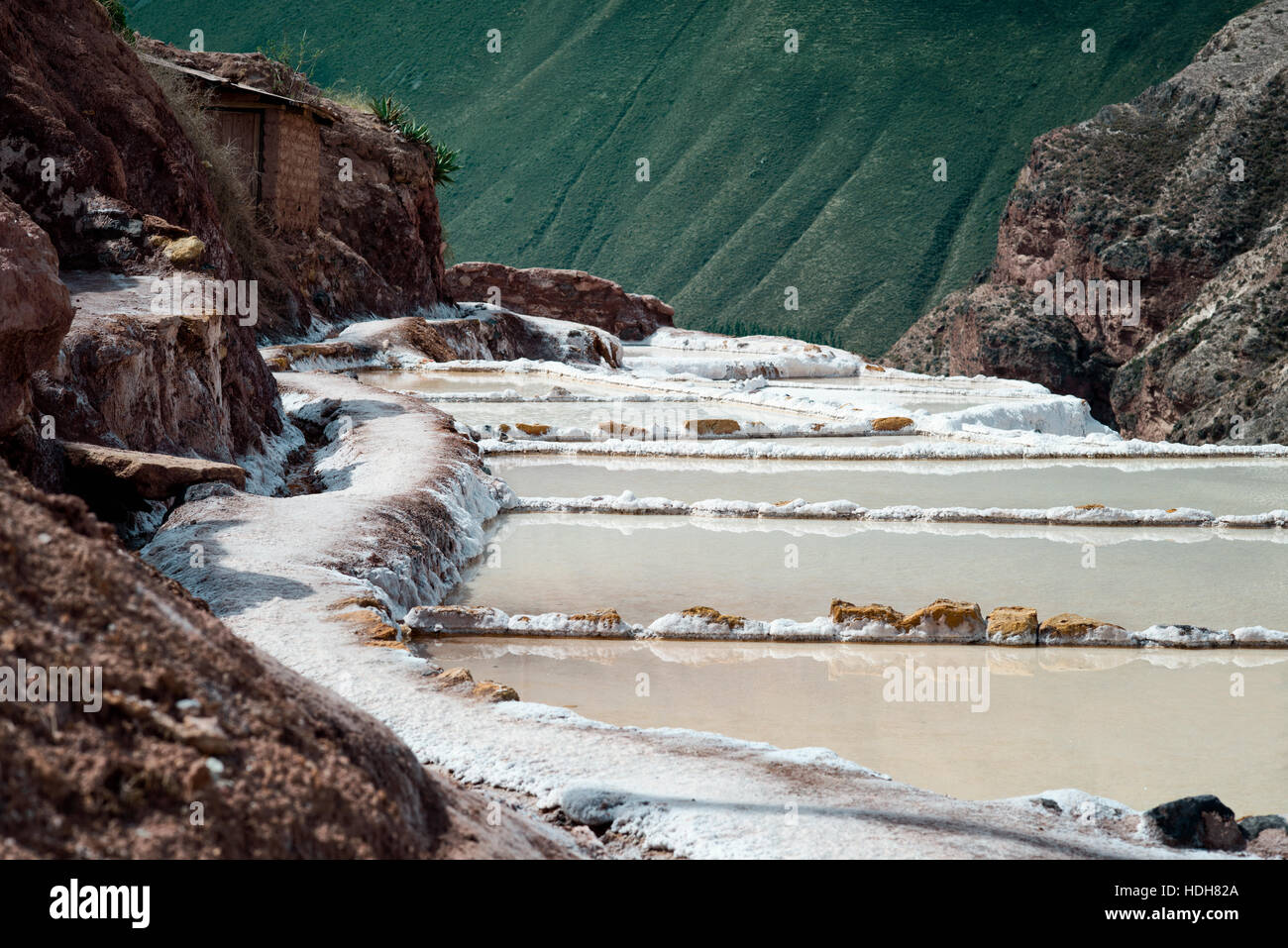 The Maras salt ponds located at the Peru's Sacred Valley, Urubamba ...