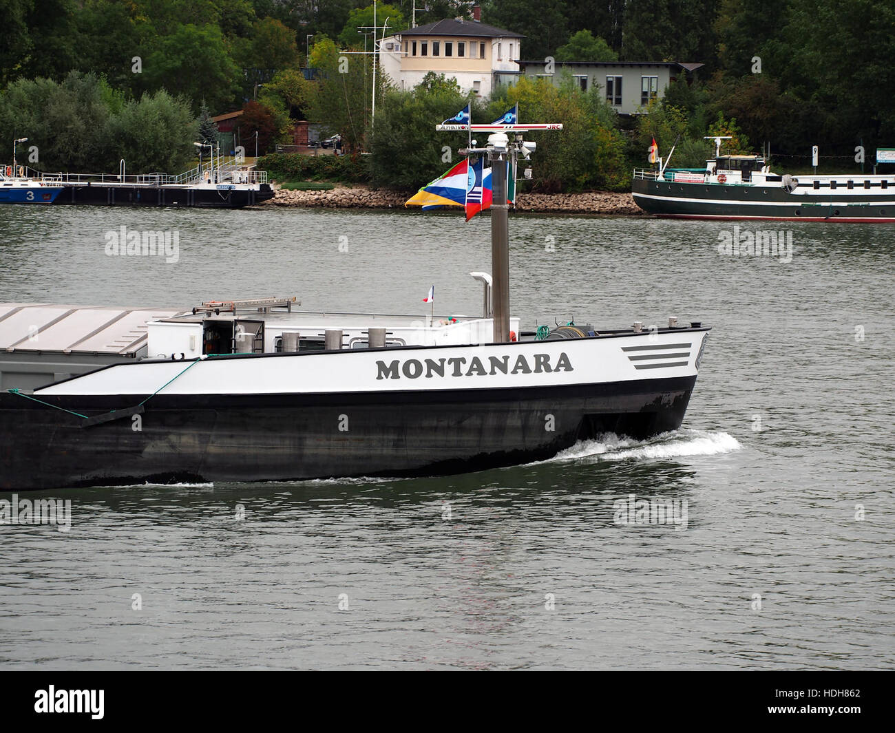 The Montanara, a modern container ship, is seen navigating the Rhine ...
