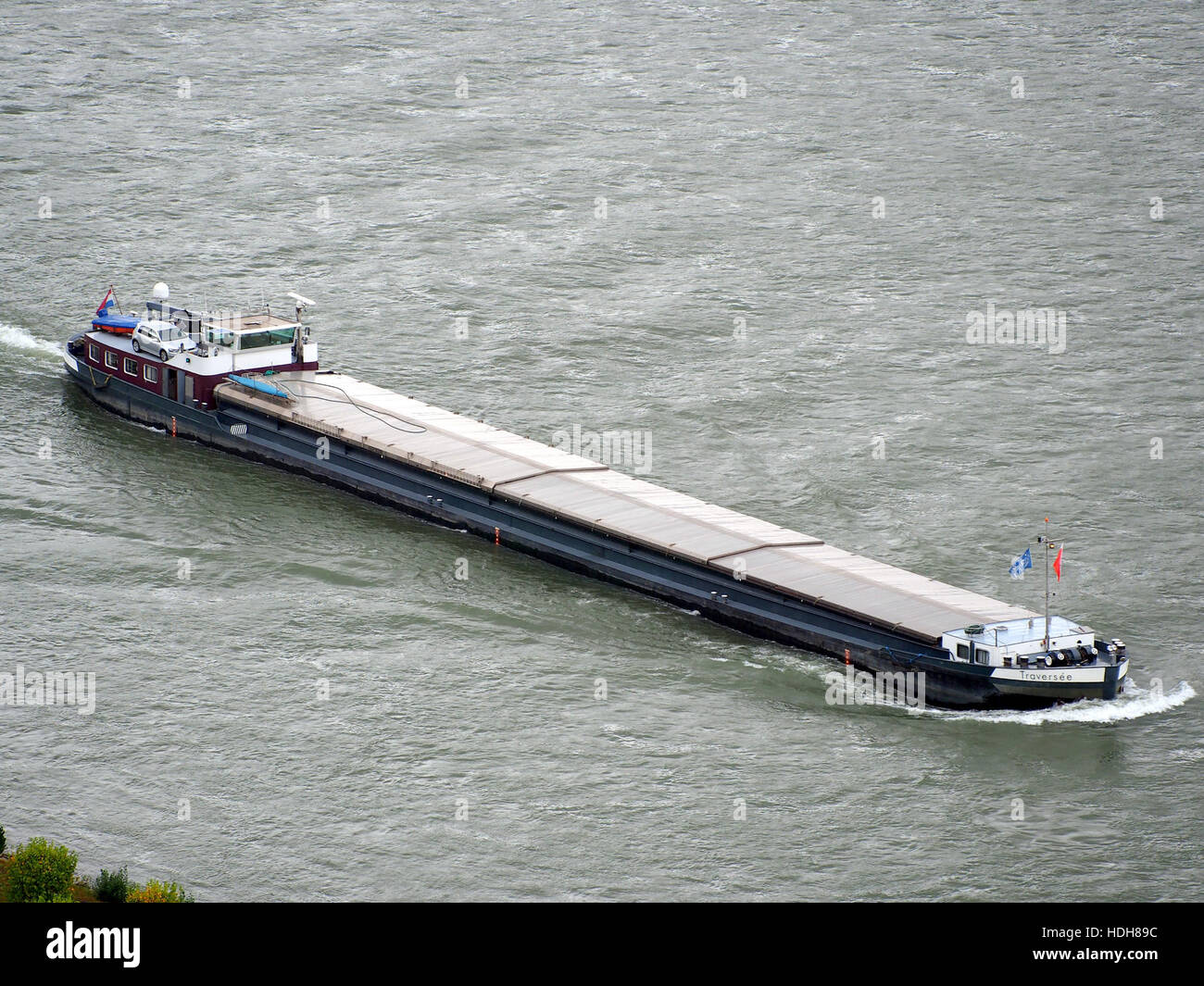 The ship TraversÃ©e, with ENI number 02318350, sailed along the Rhine ...