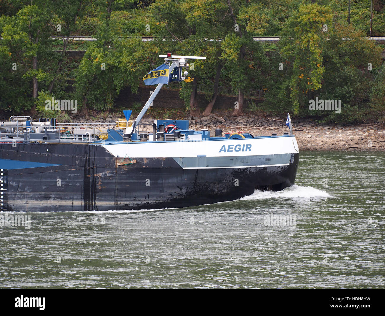 The *Aegir* (2004) is a modern river vessel photographed navigating the ...