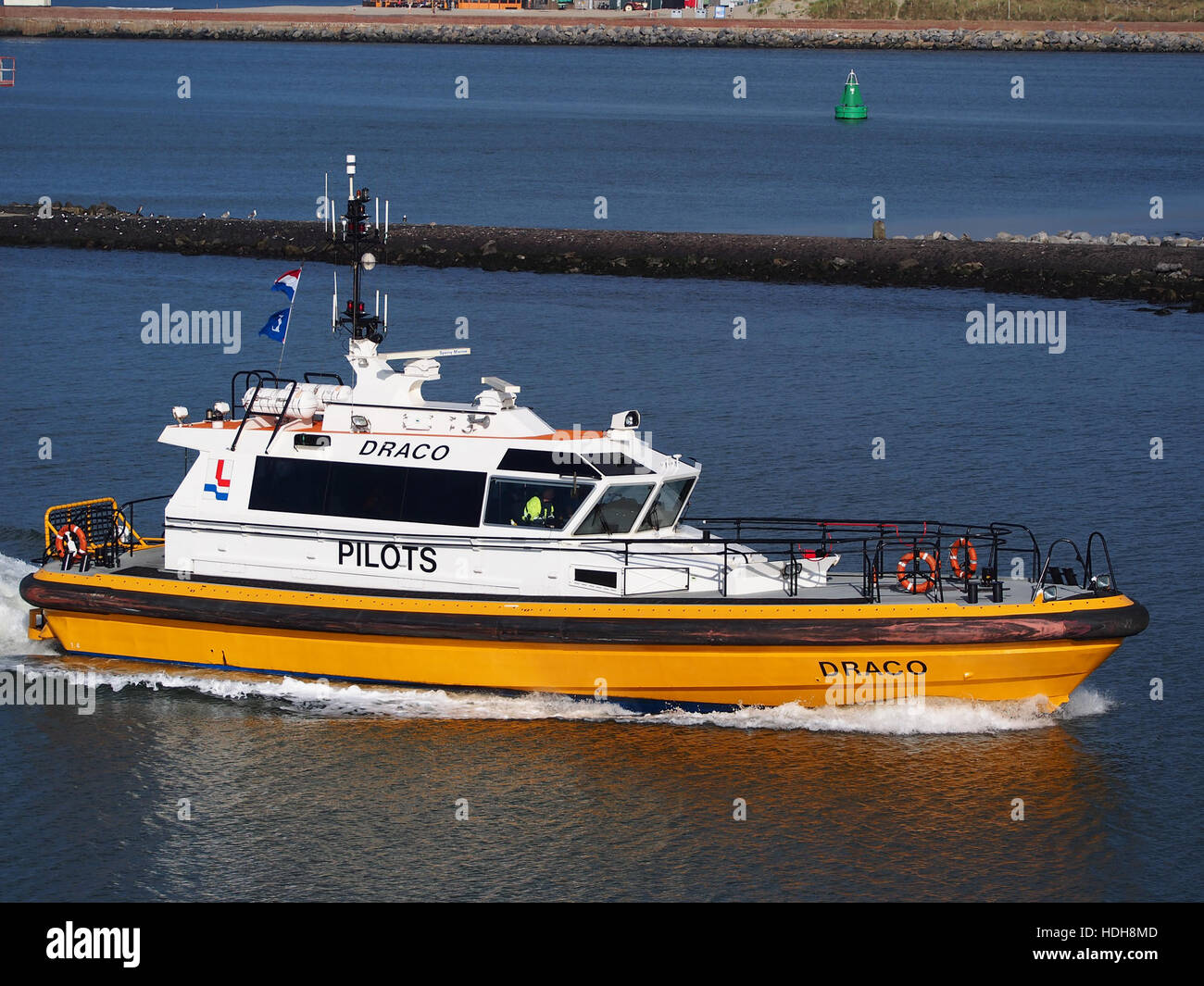 A photograph of the Draco pilot boat navigating the waters near ...