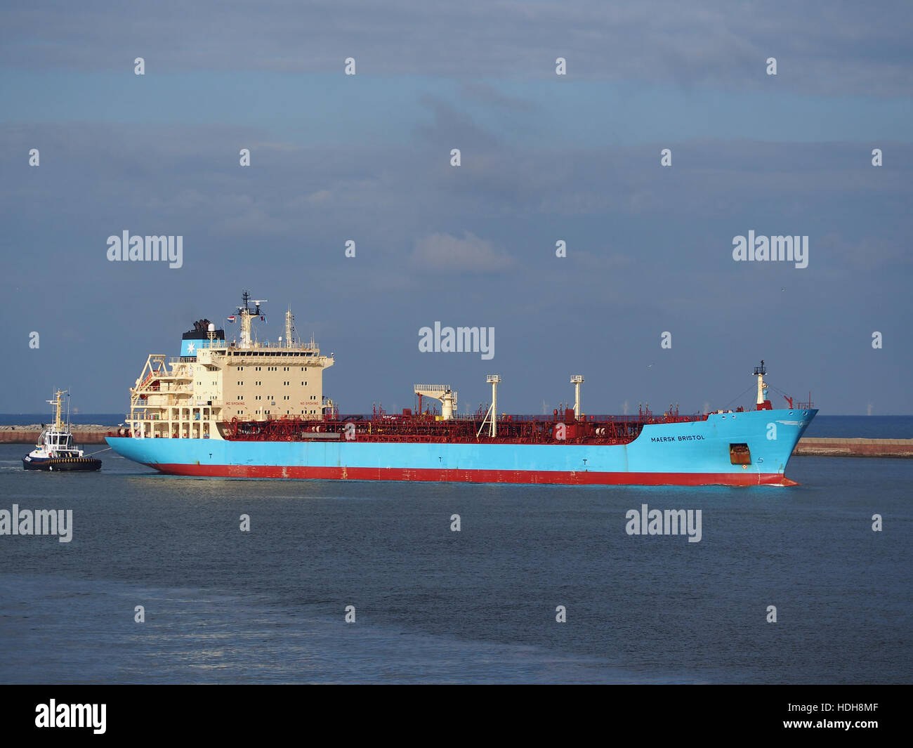 The Maersk Bristol, a container ship built in 2005, is seen here docked ...
