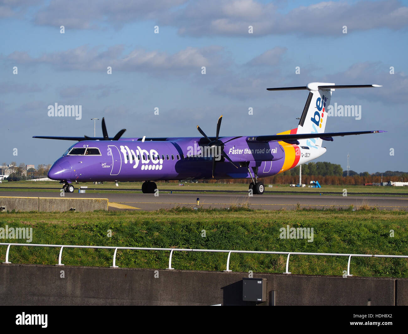 G-JECY is a British aircraft seen taxiing at Schiphol Airport in the ...