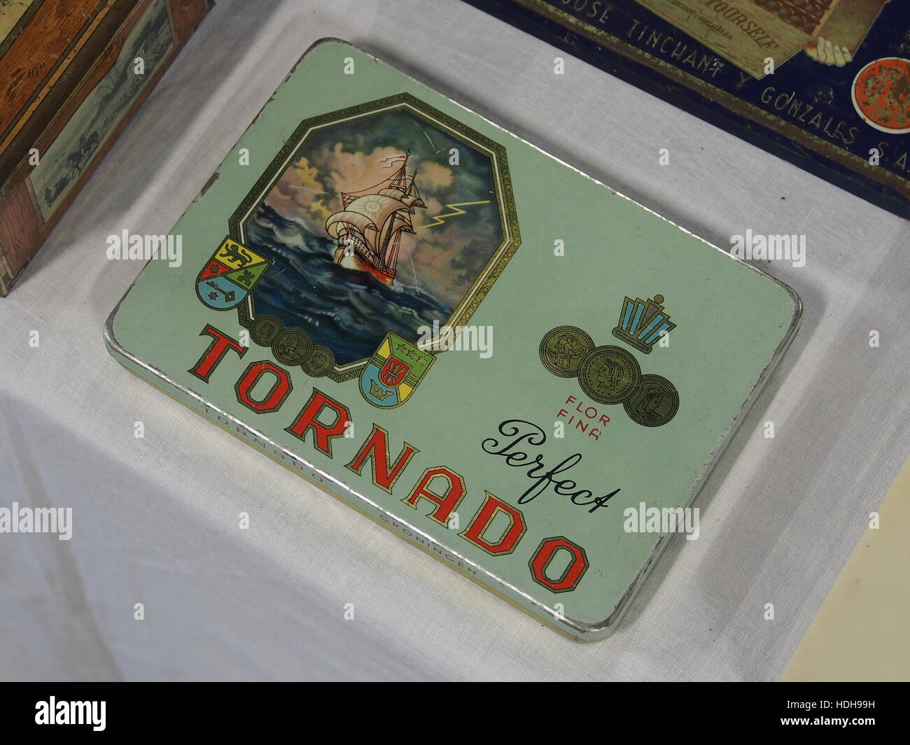 The 'Tornado sigaren blik' is a vintage cigar tin, which features an ...