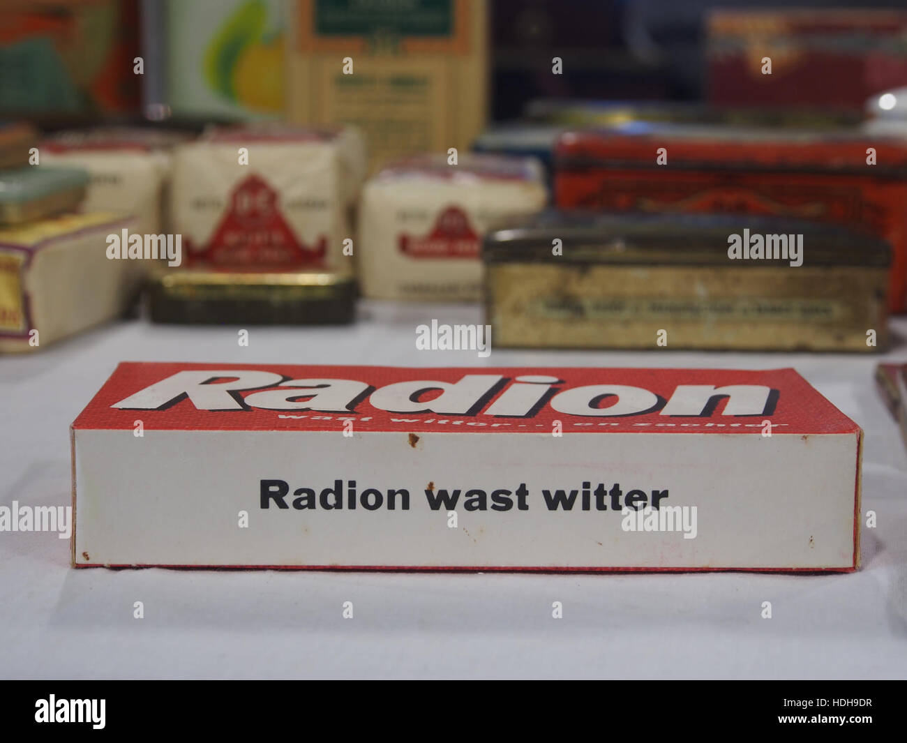 This image depicts a vintage packaging design for Radion laundry ...