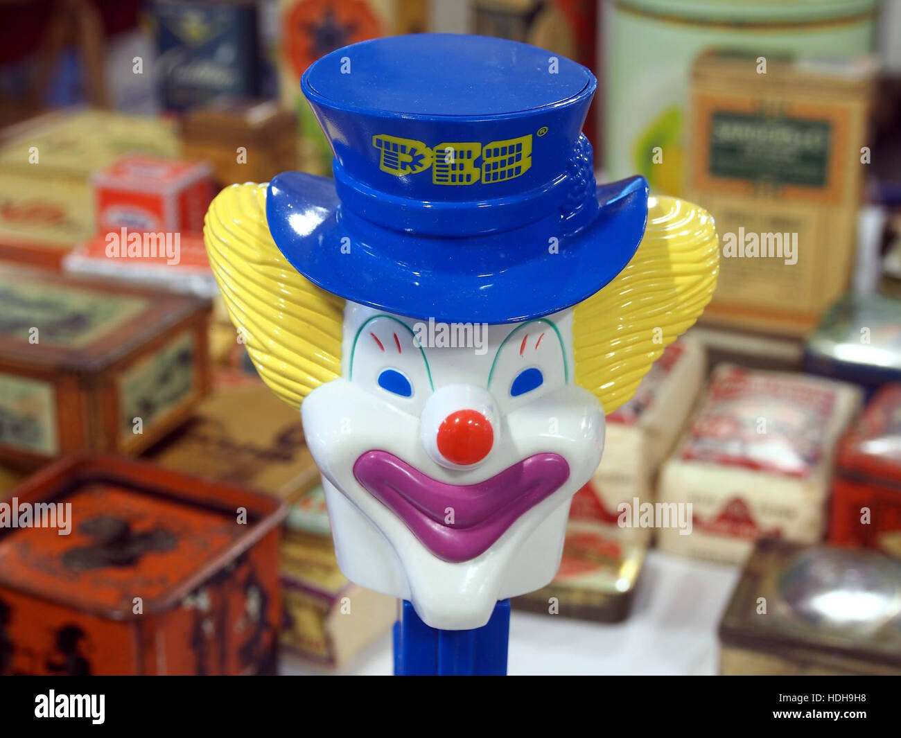 This image features the PEZ Yummy Bubbles Clown candy dispenser, a ...