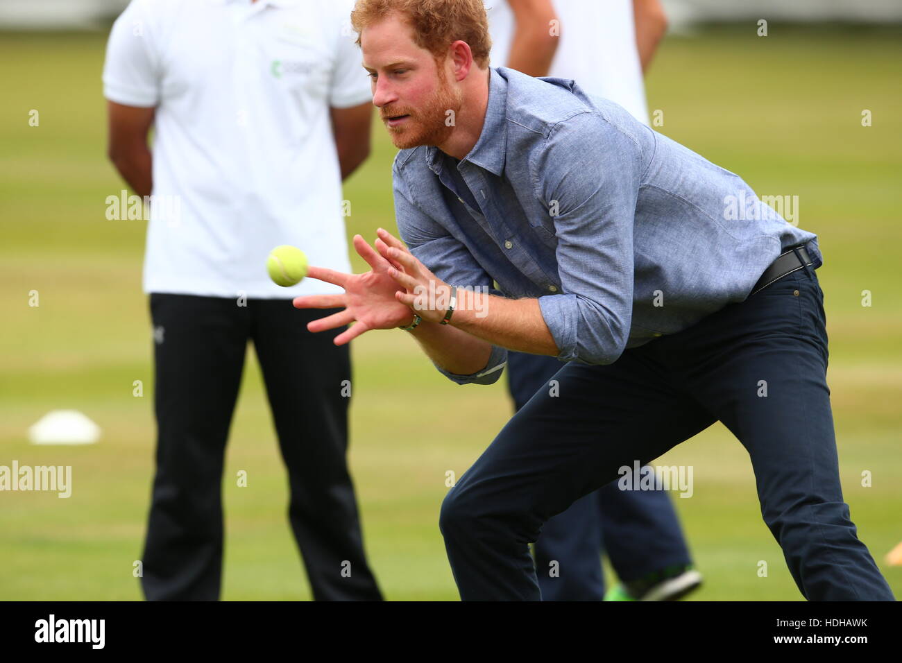 Prince Harry attends a cricket coaching session at Lords Cricket Ground ...