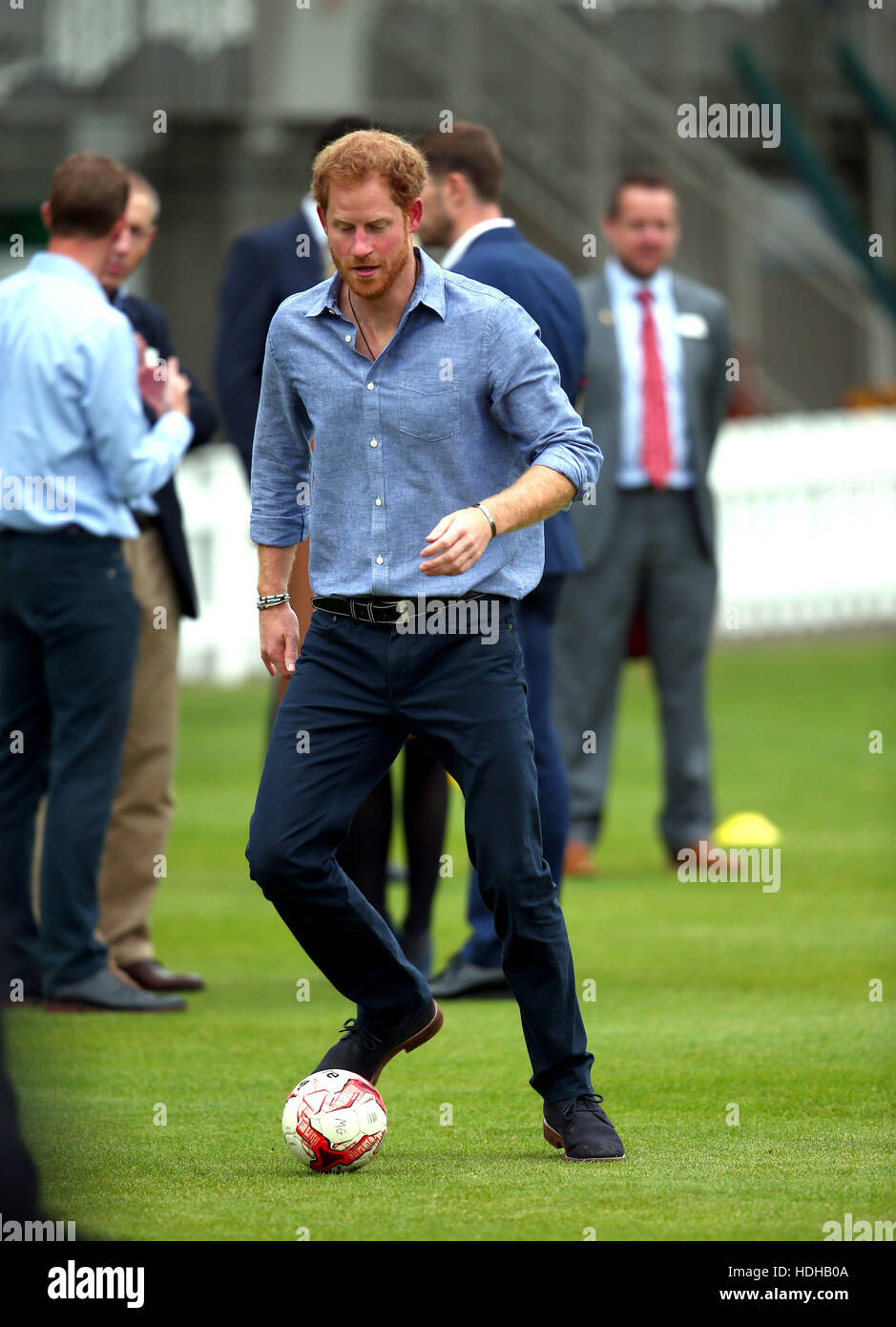 Prince Harry attends a cricket coaching session at Lords Cricket Ground ...