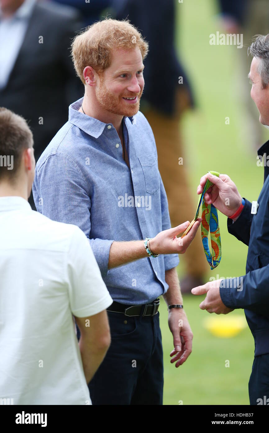 Prince Harry attends a cricket coaching session at Lords Cricket Ground ...