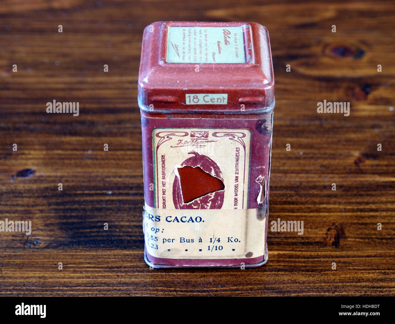 This image shows a vintage cacao tin by Blookers Daalders, an iconic ...