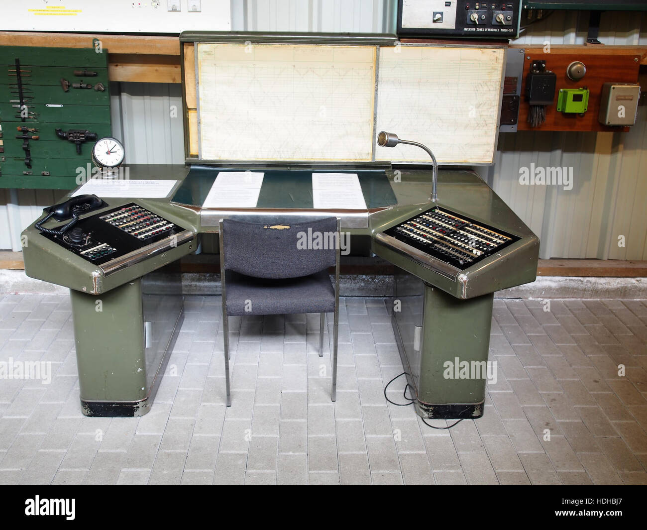 This image features an old control center in the 'Musée du Chemin de ...