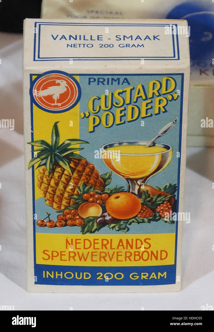 This Dutch product, 'Nederlands Sperwerverbond Custard Poeder,' is a ...