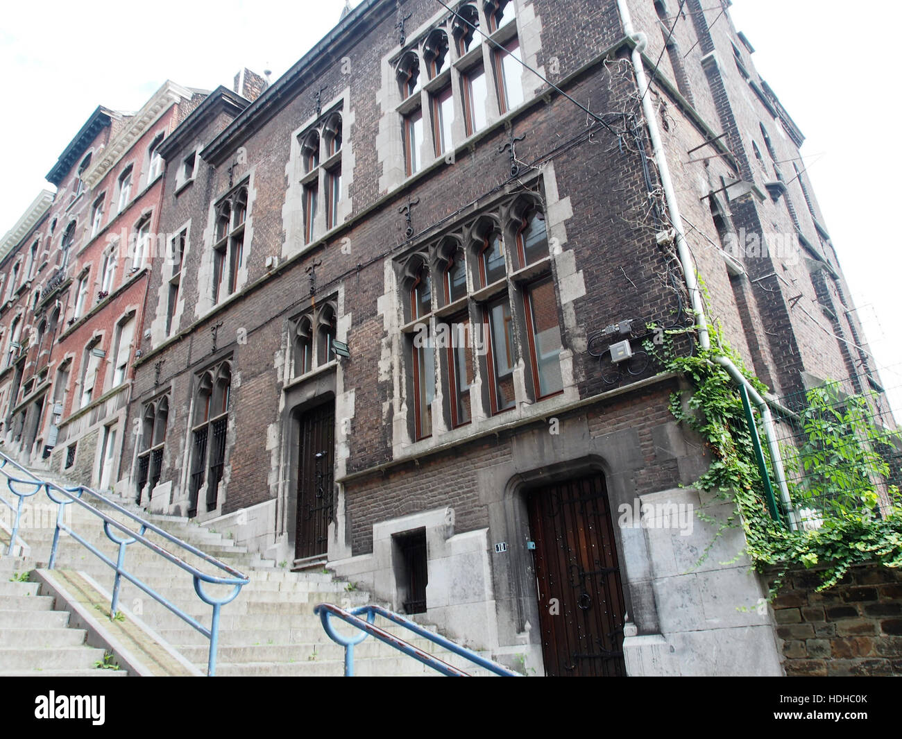 This image captures the Montagne de Bueren, a famous staircase in Liège ...