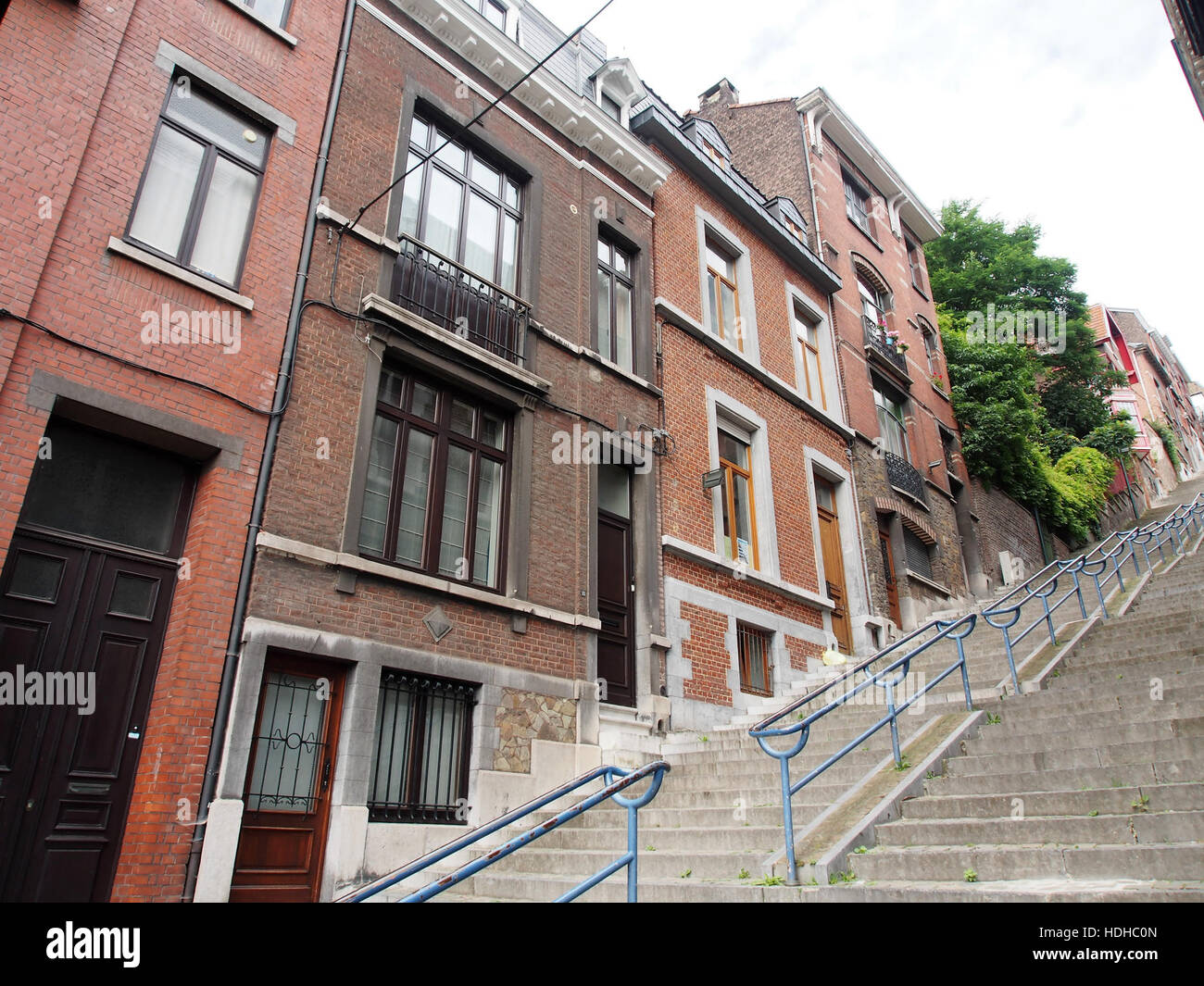 The image shows a view of Montagne de Bueren, a famous staircase in ...