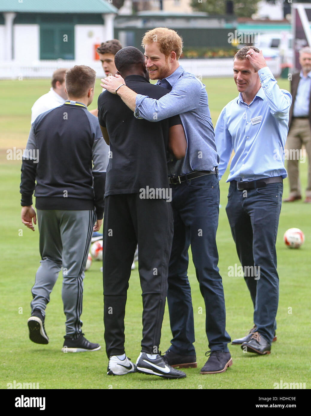 Prince Harry attends a cricket coaching session at Lord's Cricket ...