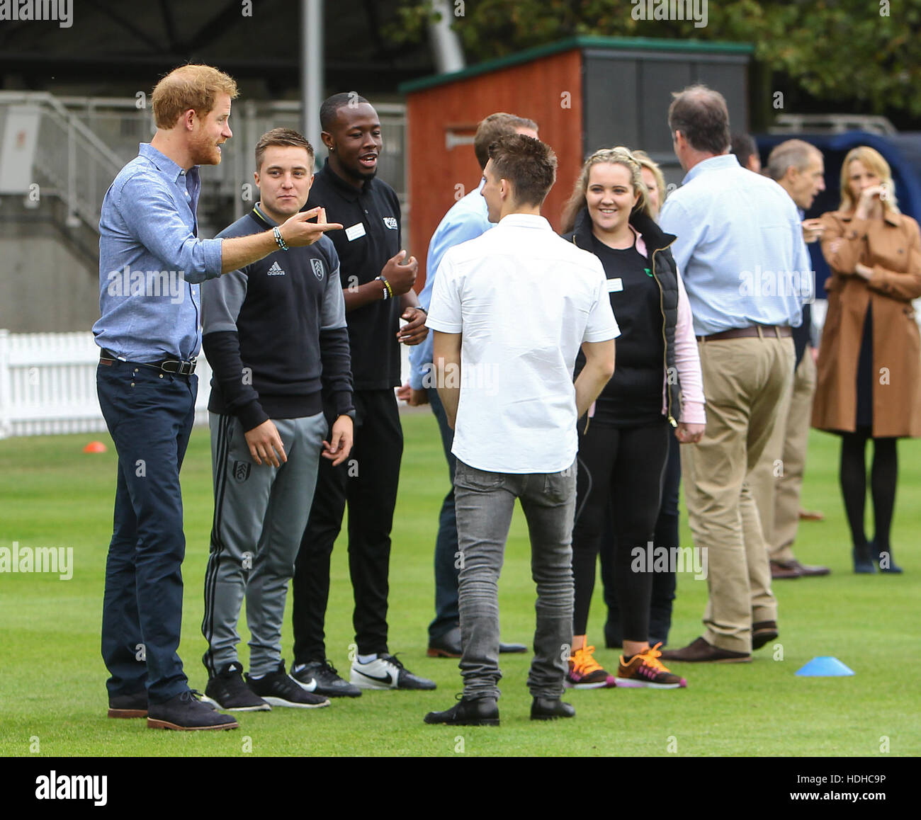 Prince Harry attends a cricket coaching session at Lord's Cricket ...