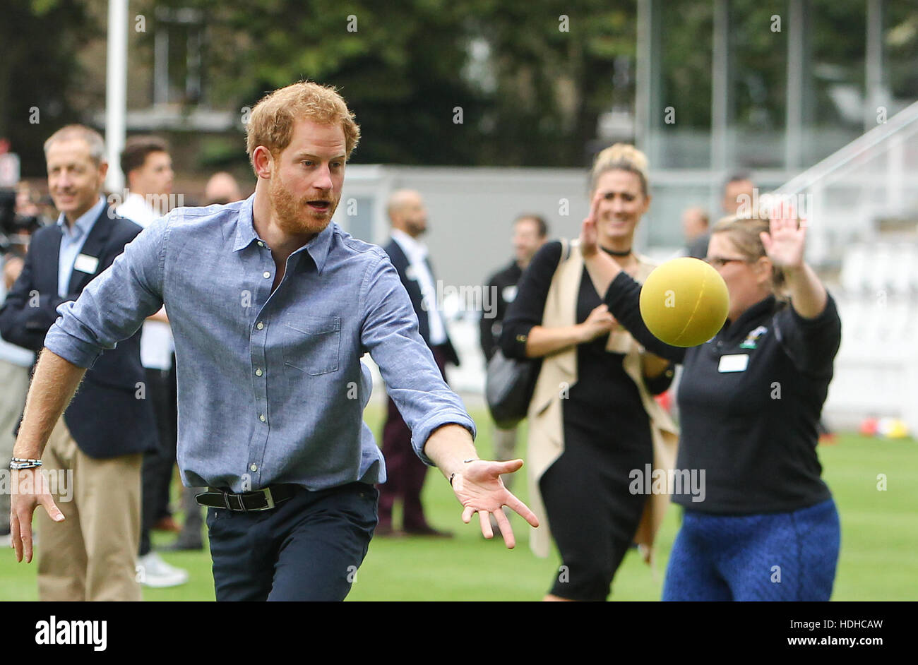Prince Harry attends a cricket coaching session at Lord's Cricket ...