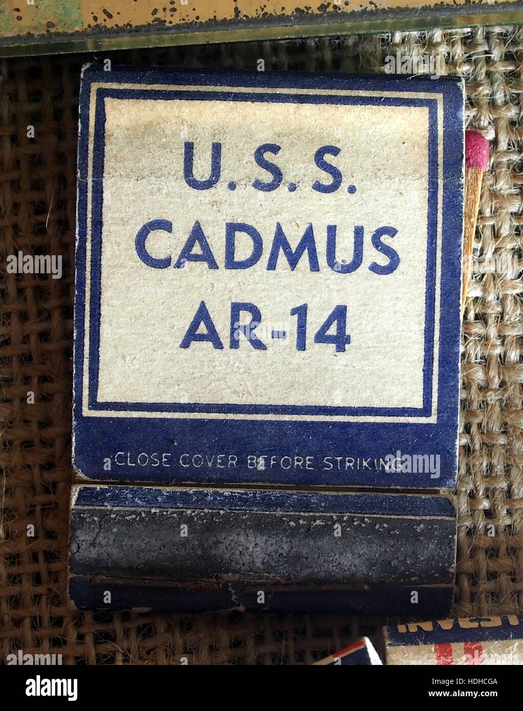 This matchbox from the USS Cadmus AR-14, used during Winter 1944 in ...