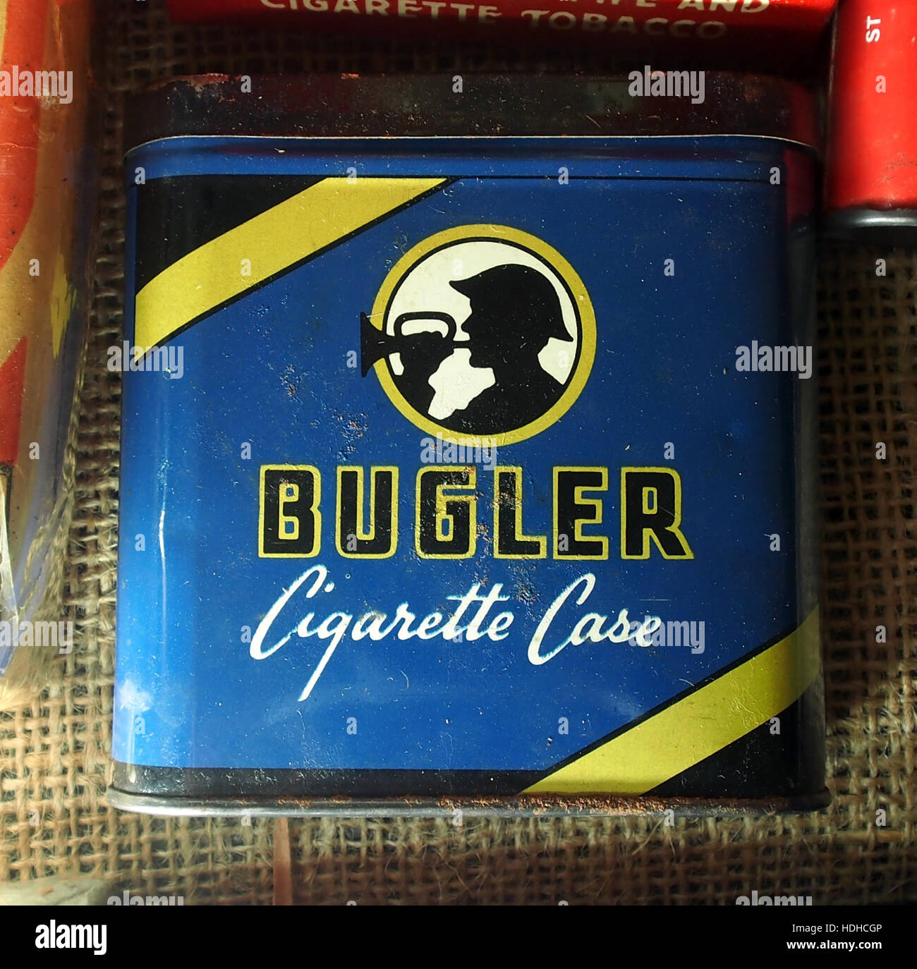 This tin cigarette case, featuring a bugler design, was part of an ...