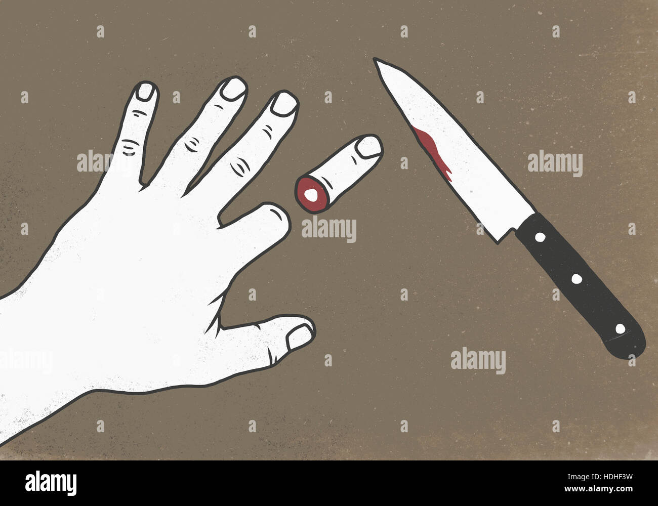 Illustration of chopped finger by knife Stock Photo - Alamy