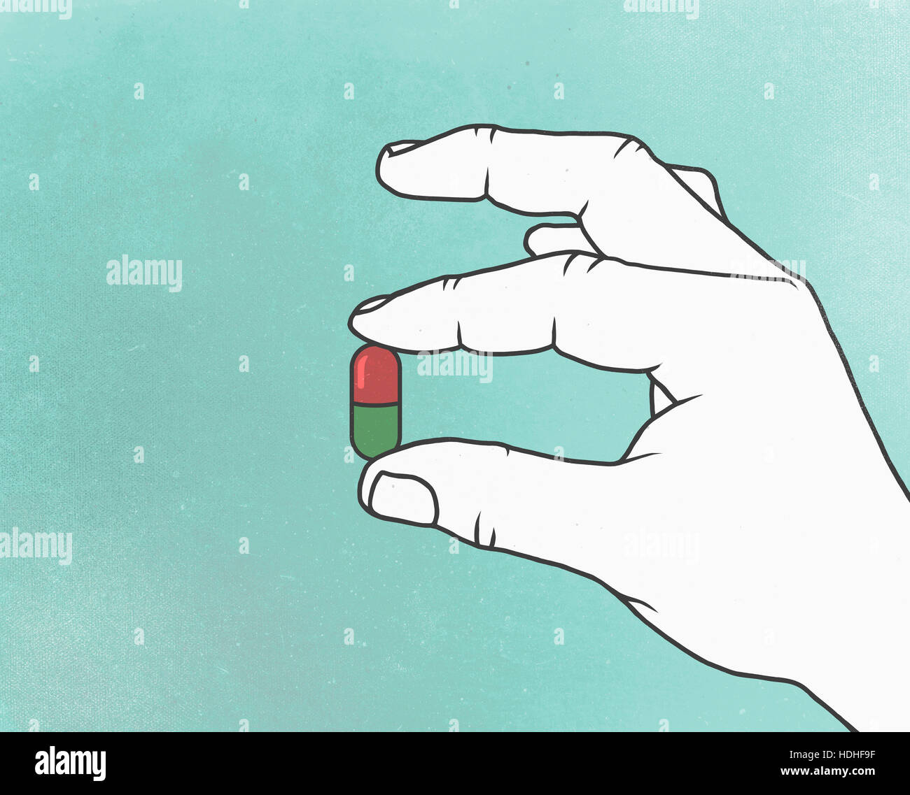 Illustration of hand holding capsule Stock Photo - Alamy