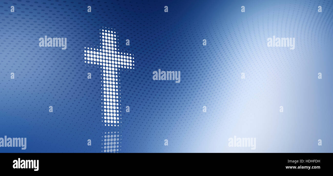 Spotted cross sign over blue background Stock Photo - Alamy