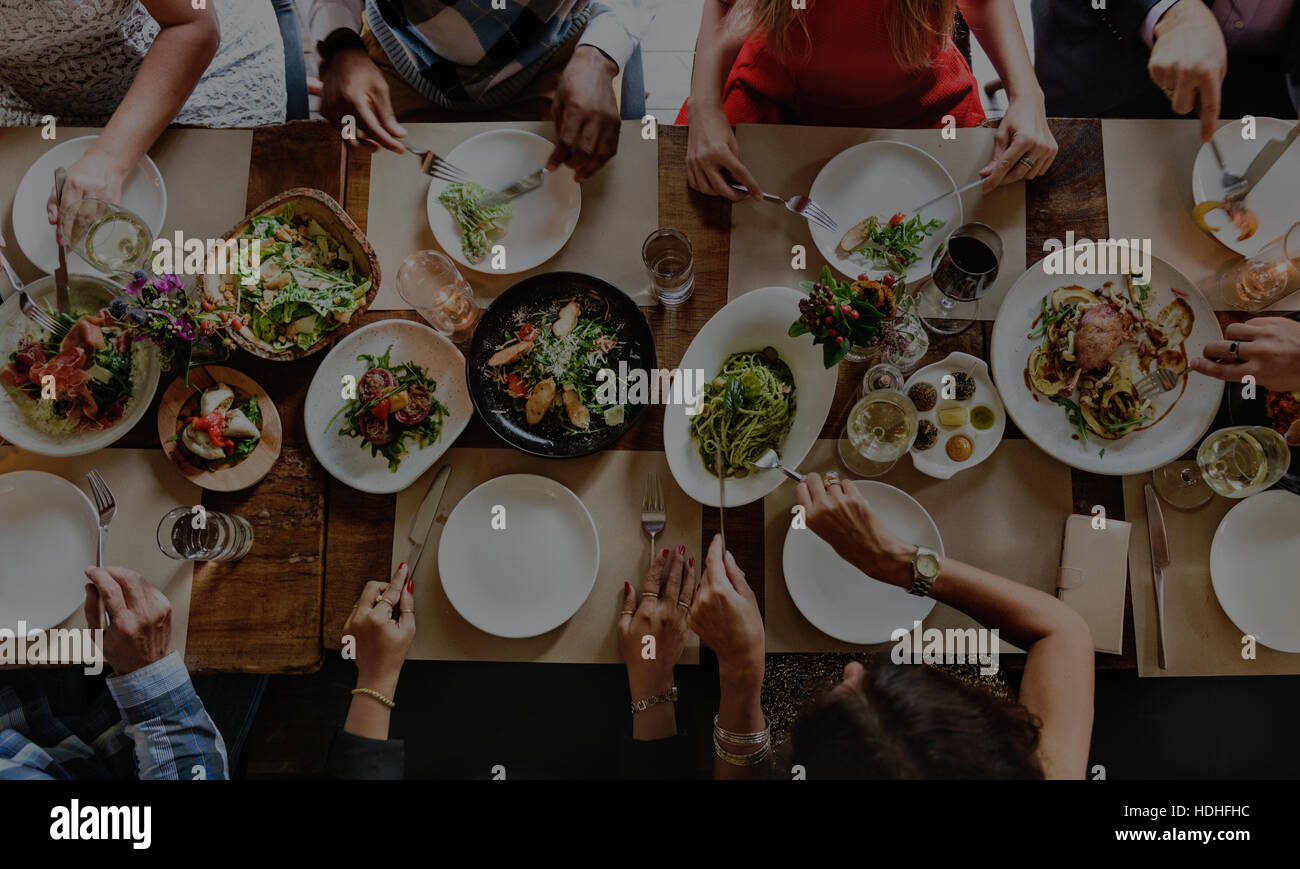 People Friendship Food Cuisine Happiness Concept Stock Photo - Alamy