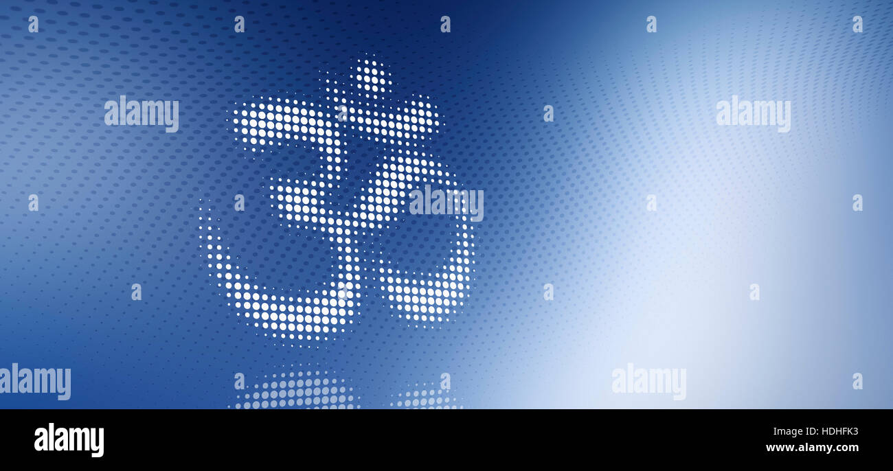 Close-up of spotted Om symbol over blue background Stock Photo - Alamy