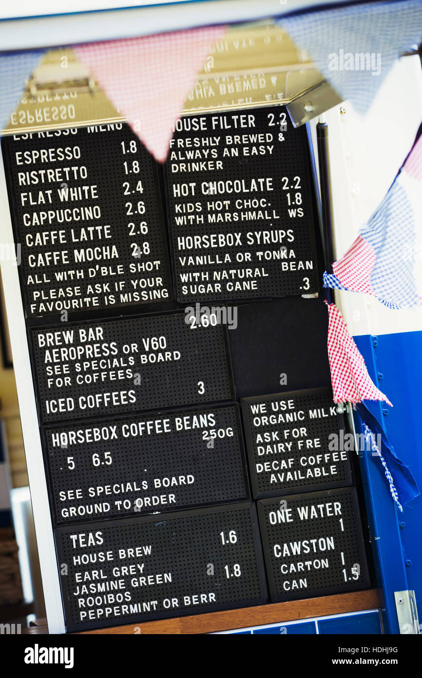 Coffee shop menu on a blackboard Stock Photo - Alamy