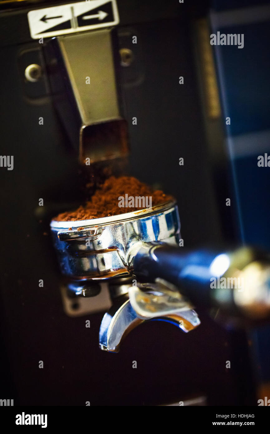 Close up of portafilter of an espresso machine Stock Photo - Alamy